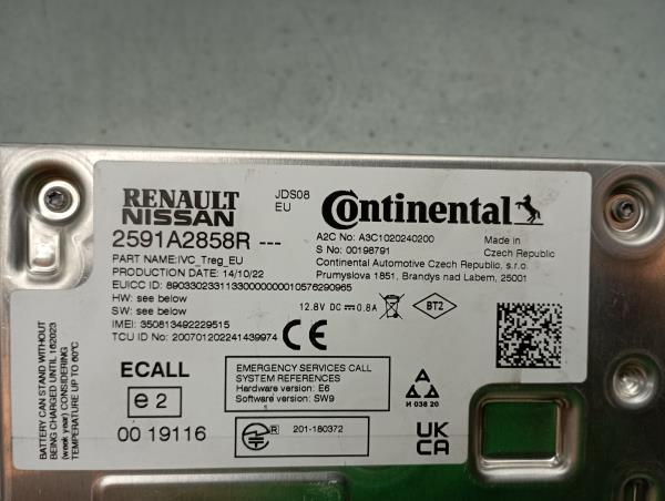 Módulo Multimédia: RENAULT CLIO V - 2591A2858R / A3C1020240200 |Servcarros