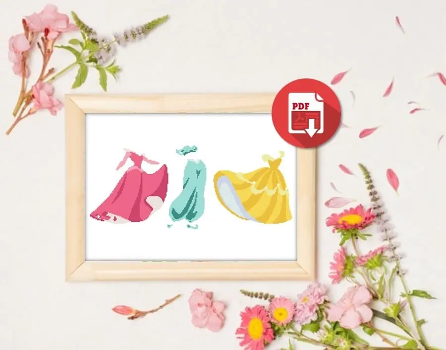 Cross Stitch Pattern Disney Princesses Aurora Jasemine Belle