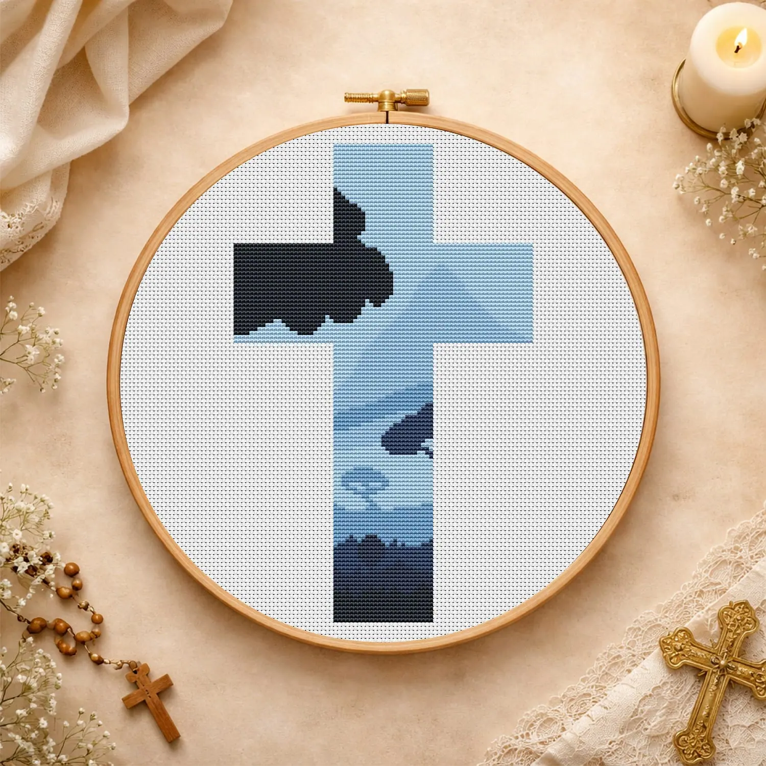 Christian Cross Stitch Pattern PDF Night Savannah Cross