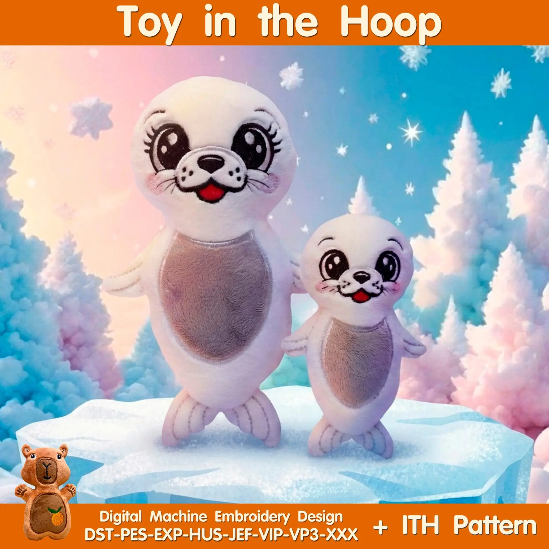 ITH Pattern Cute Seal Toy In The Hoop machine embroidery design