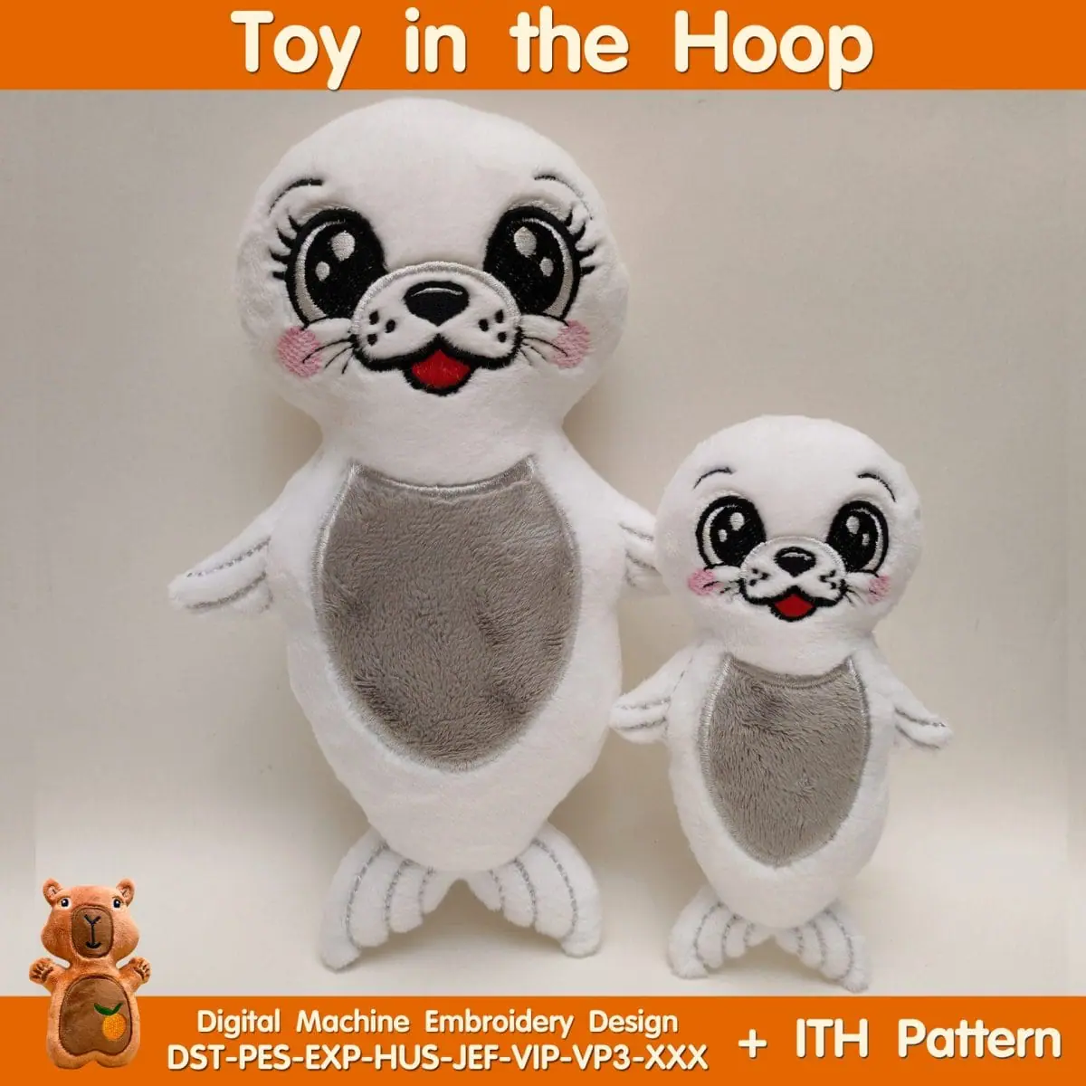 ITH Pattern Cute Seal Toy In The Hoop machine embroidery design