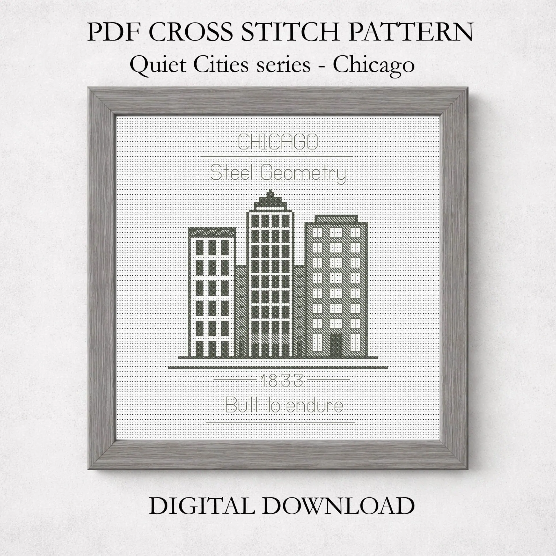 Chicago Cross Stitch Pattern PDF Miniature Quiet Cities
