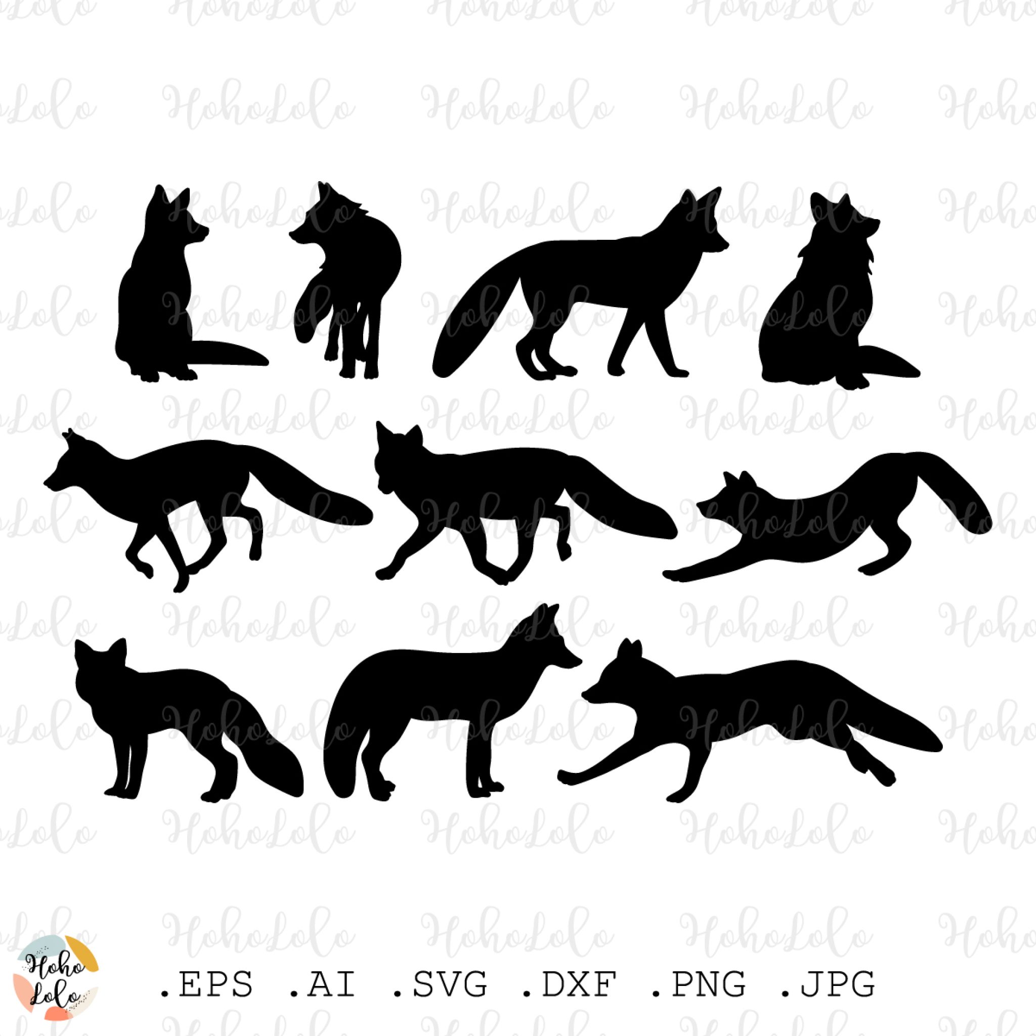 Fox Svg Cricut Silhouette Stencil Templates Dxf Clipart