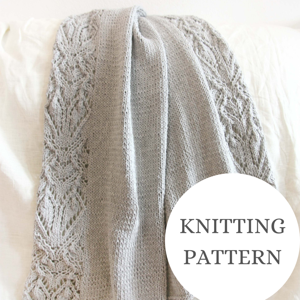 Knitting pattern lace baby blanket, easy knit pattern - Crealandia