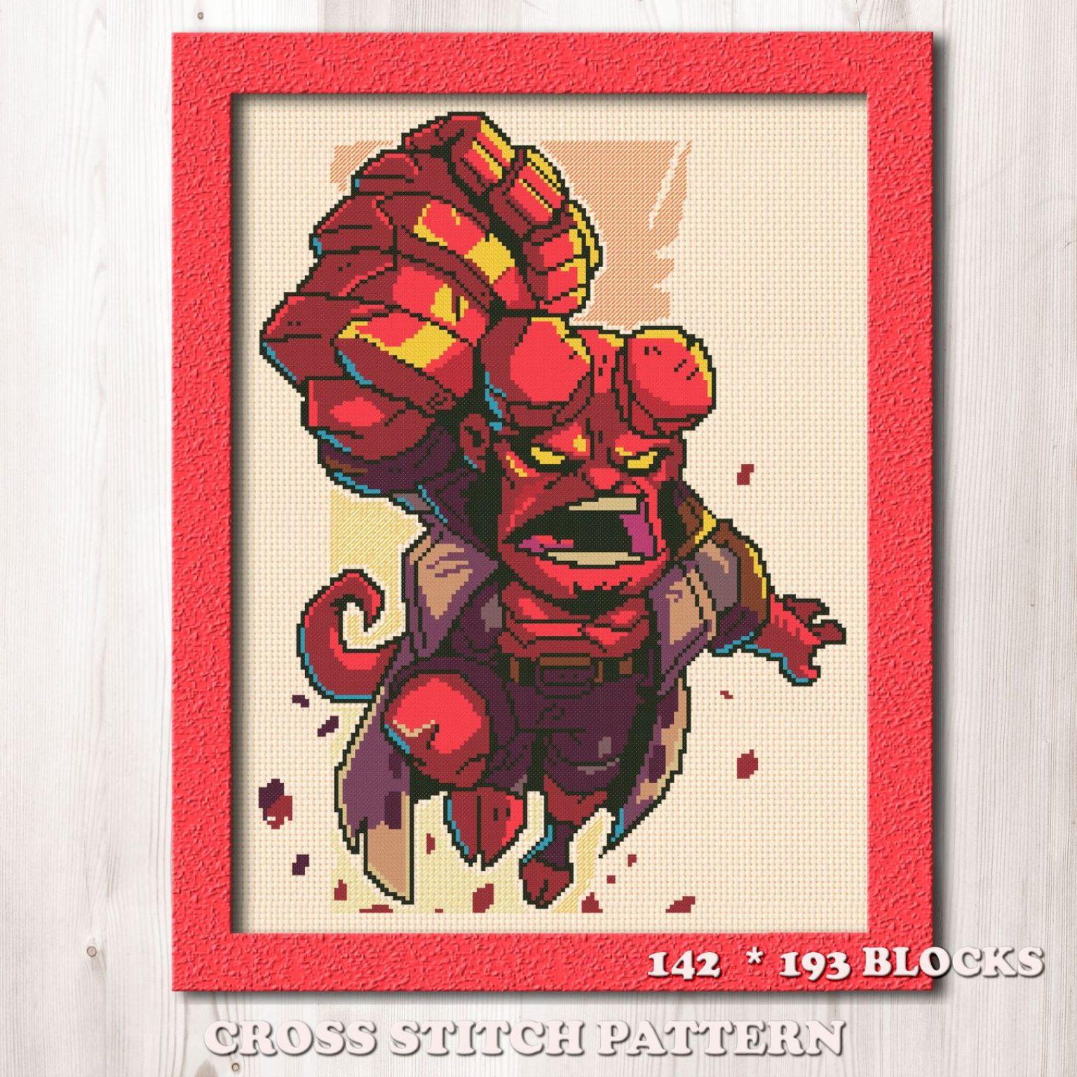 Hellboy chibi cross stitch pattern - Crealandia