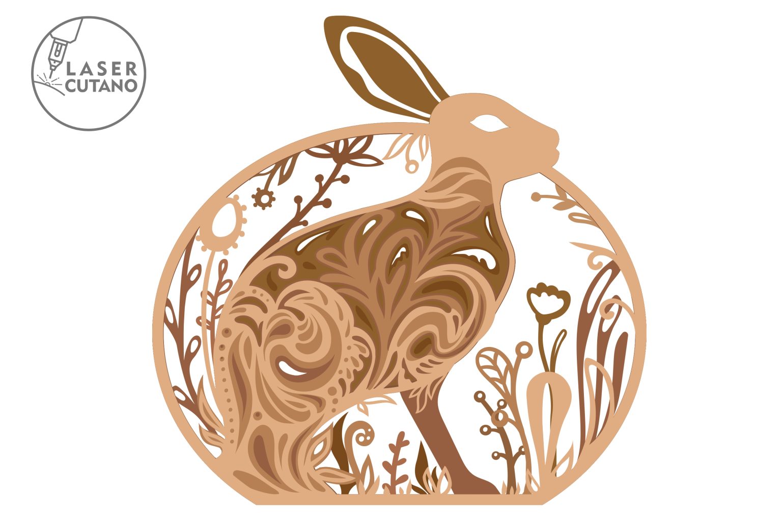 EASTER RABBIT Multilayer Laser Cut Wood Bunny - Crealandia