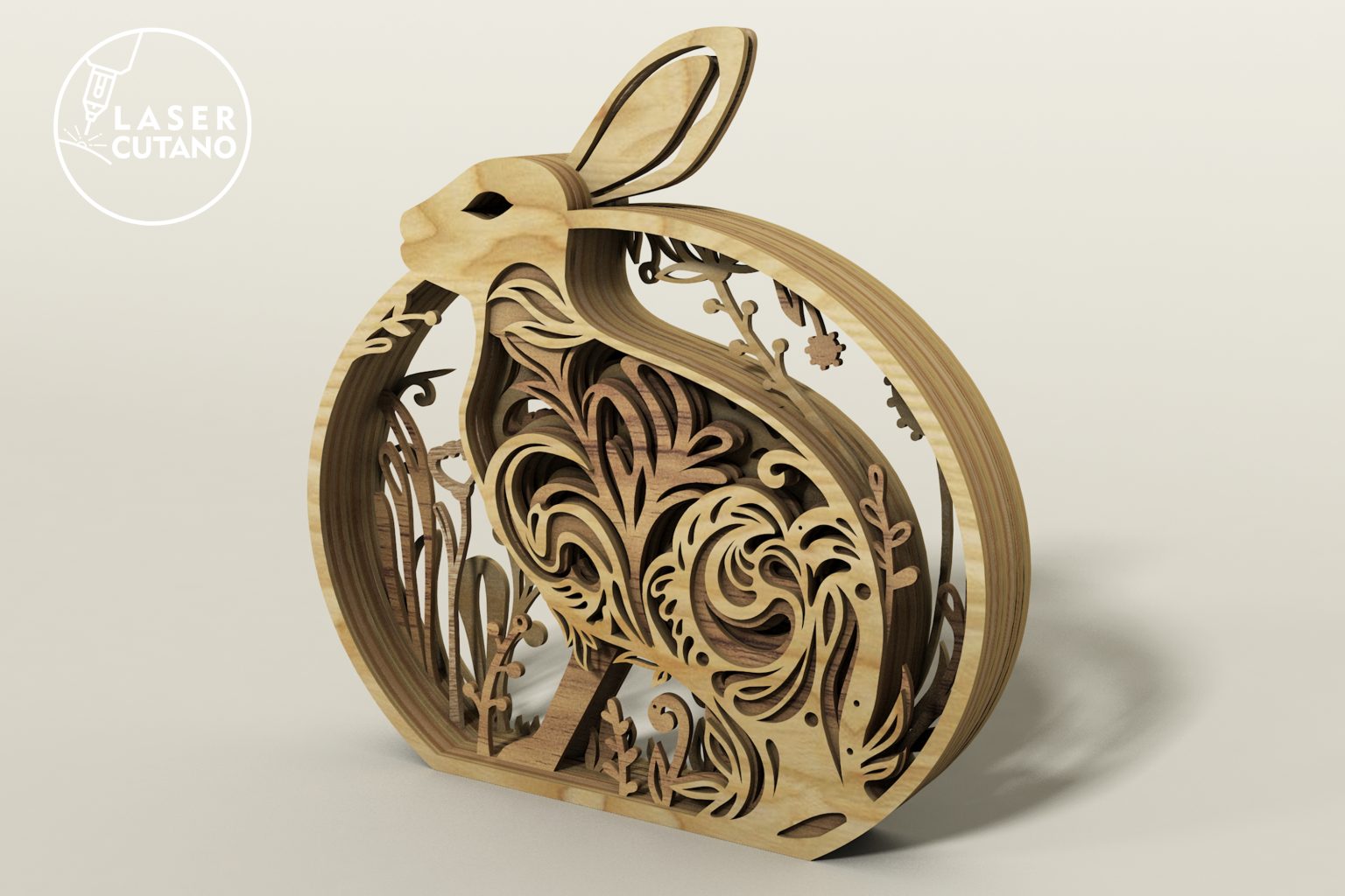 EASTER RABBIT Multilayer Laser Cut Wood Bunny - Crealandia