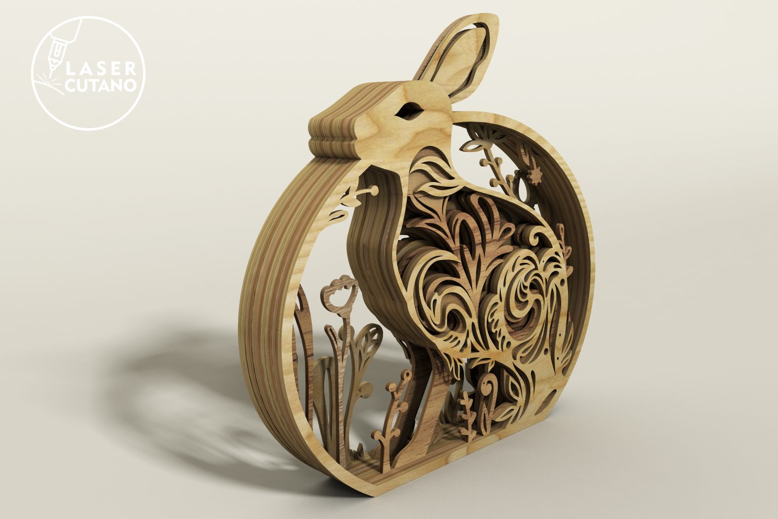 EASTER RABBIT Multilayer Laser Cut Wood Bunny - Crealandia