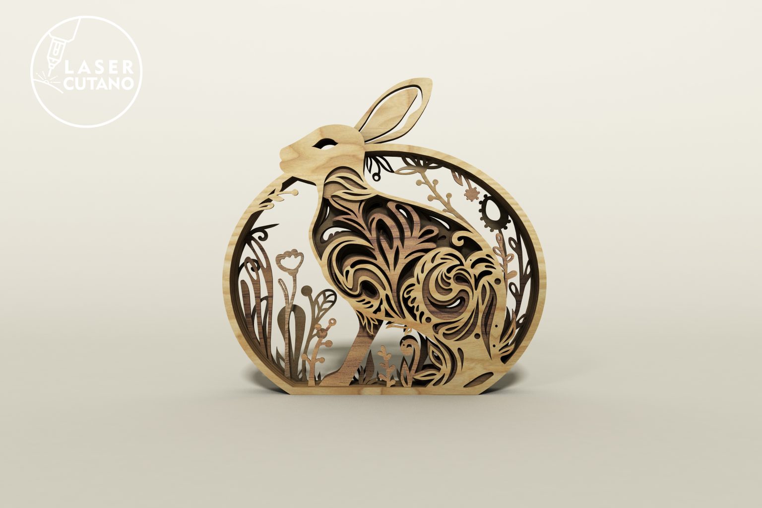 EASTER RABBIT Multilayer Laser Cut Wood Bunny - Crealandia