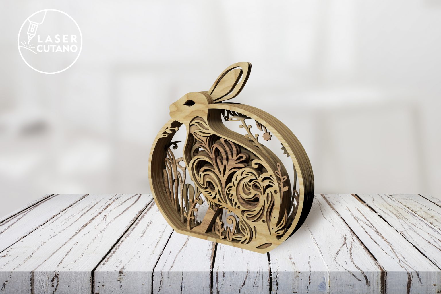 EASTER RABBIT Multilayer Laser Cut Wood Bunny - Crealandia