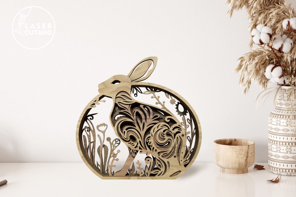 EASTER RABBIT Multilayer Laser Cut Wood Bunny - Crealandia