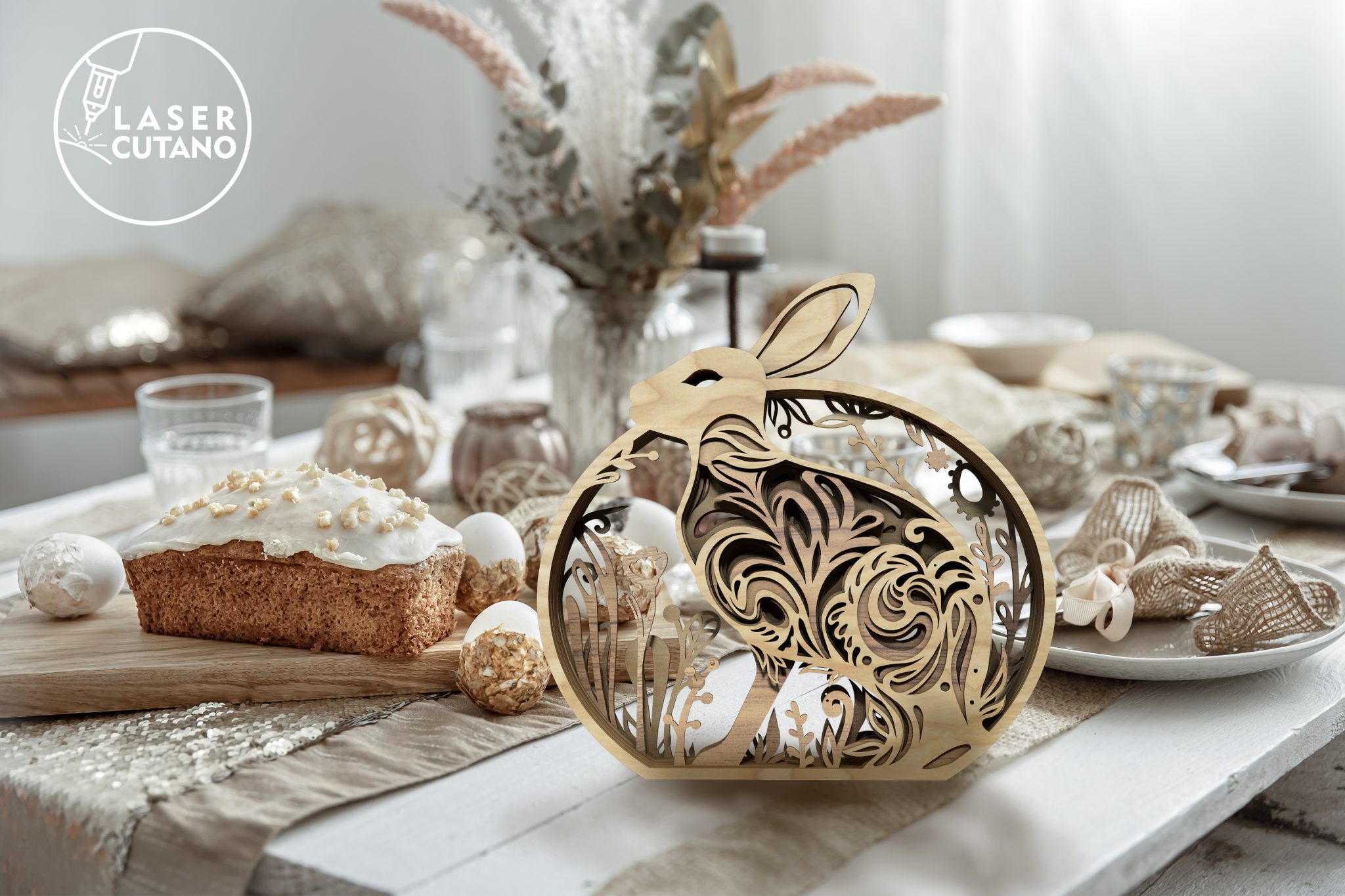 EASTER RABBIT Multilayer Laser Cut Wood Bunny - Crealandia
