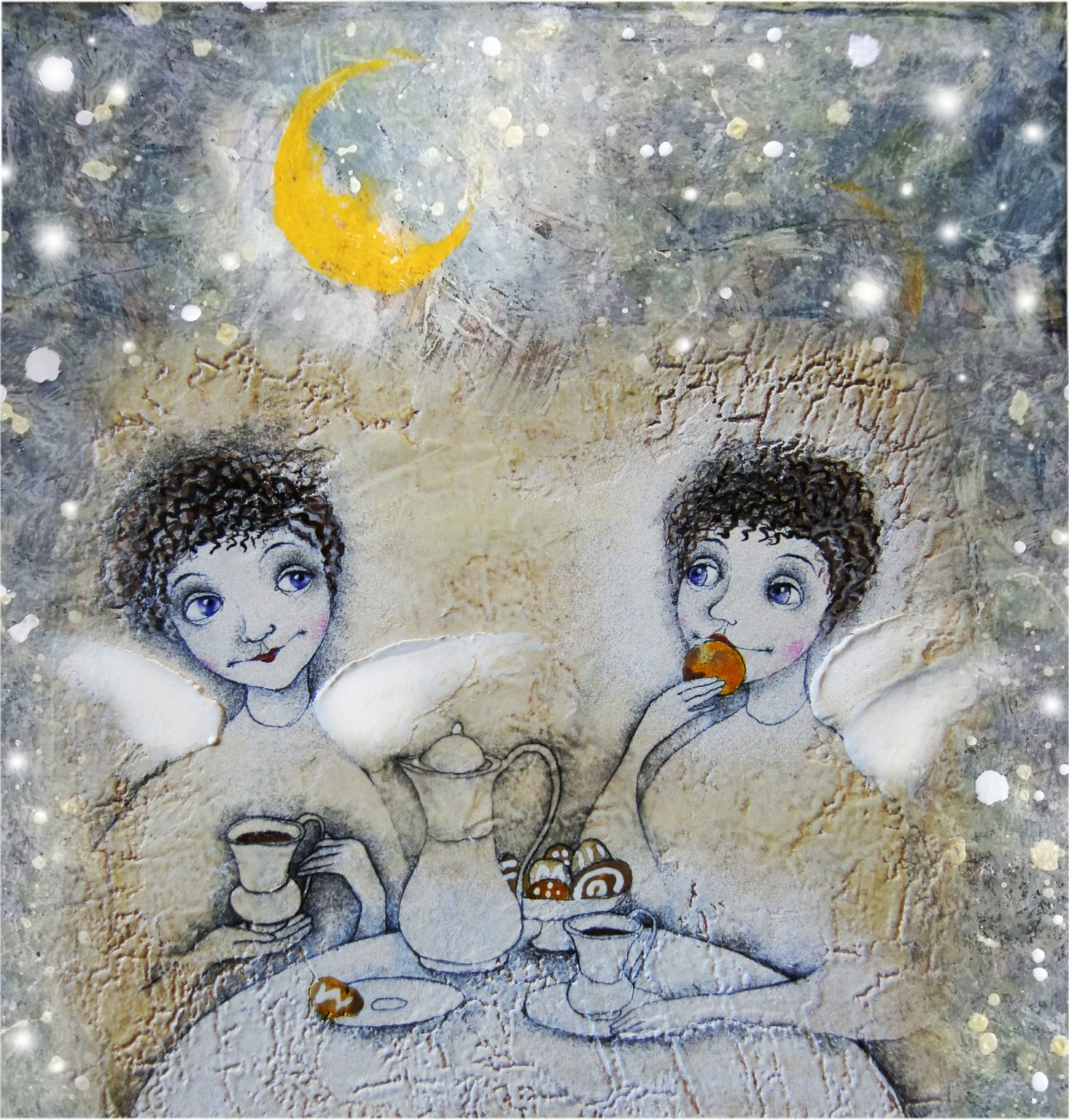 Birthday party painting Angels tea party digital art 91