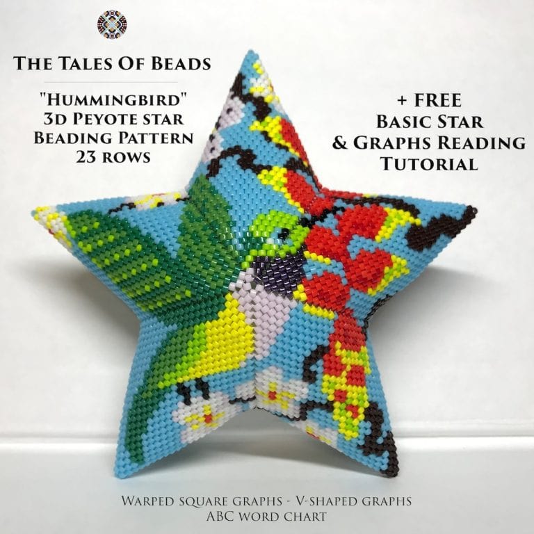Peyote Star Pattern Hummingbird - Tropical Beaded Star Seed Bead ...