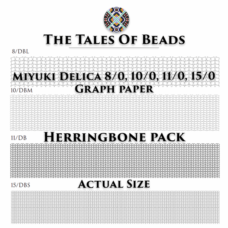 Herringbone Graph Paper Miyuki Delica - Actual Size Seed Bead Graph ...