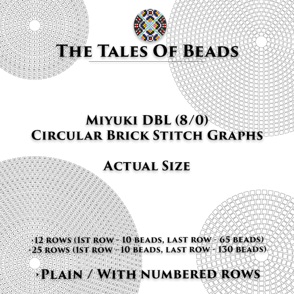 Circular Brick Stitch Graph Paper 8/0 Miyuki Delica - Actual Size Seed ...