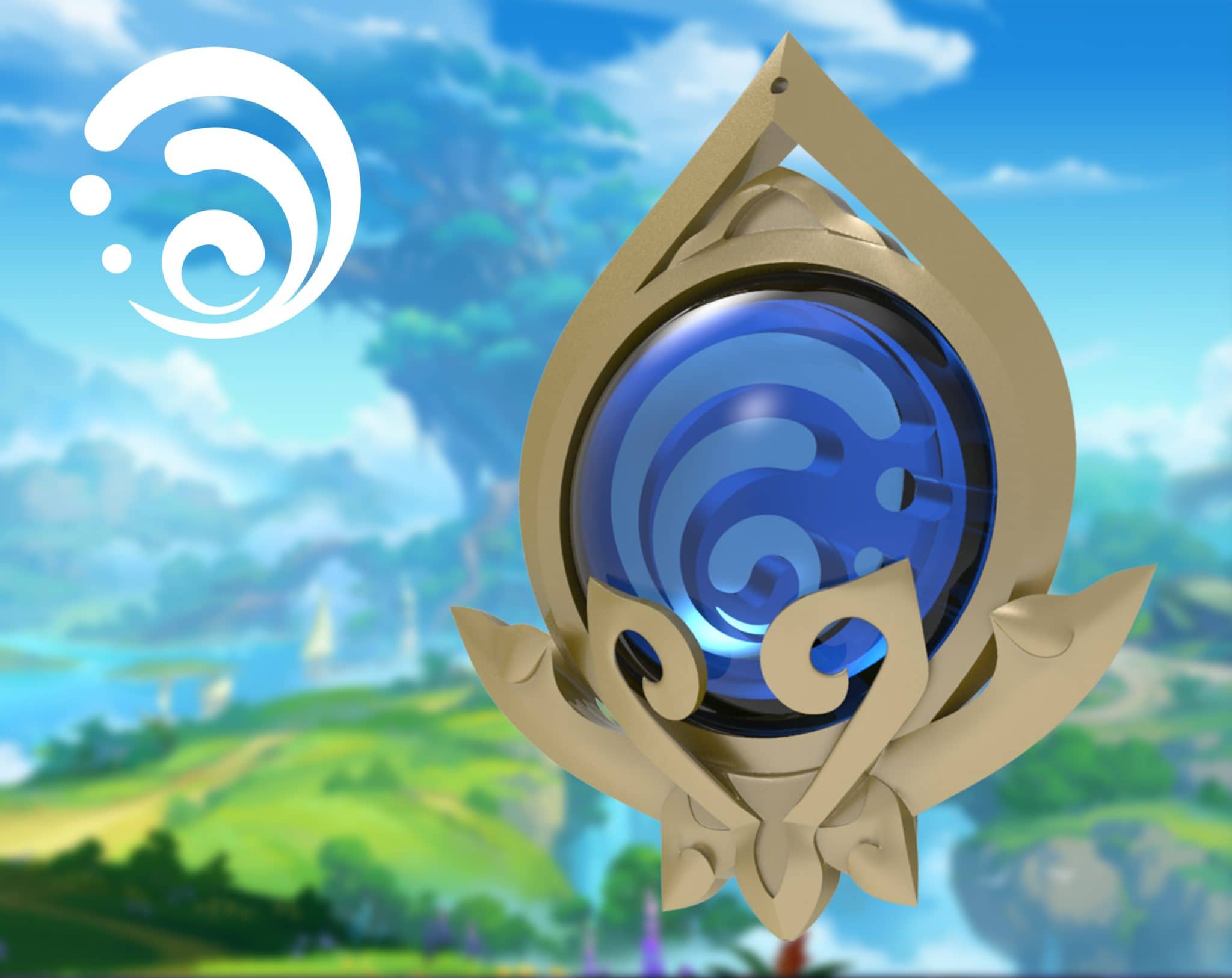 Sumeru Hydro vision for genshin cosplay 3d model - Crealandia