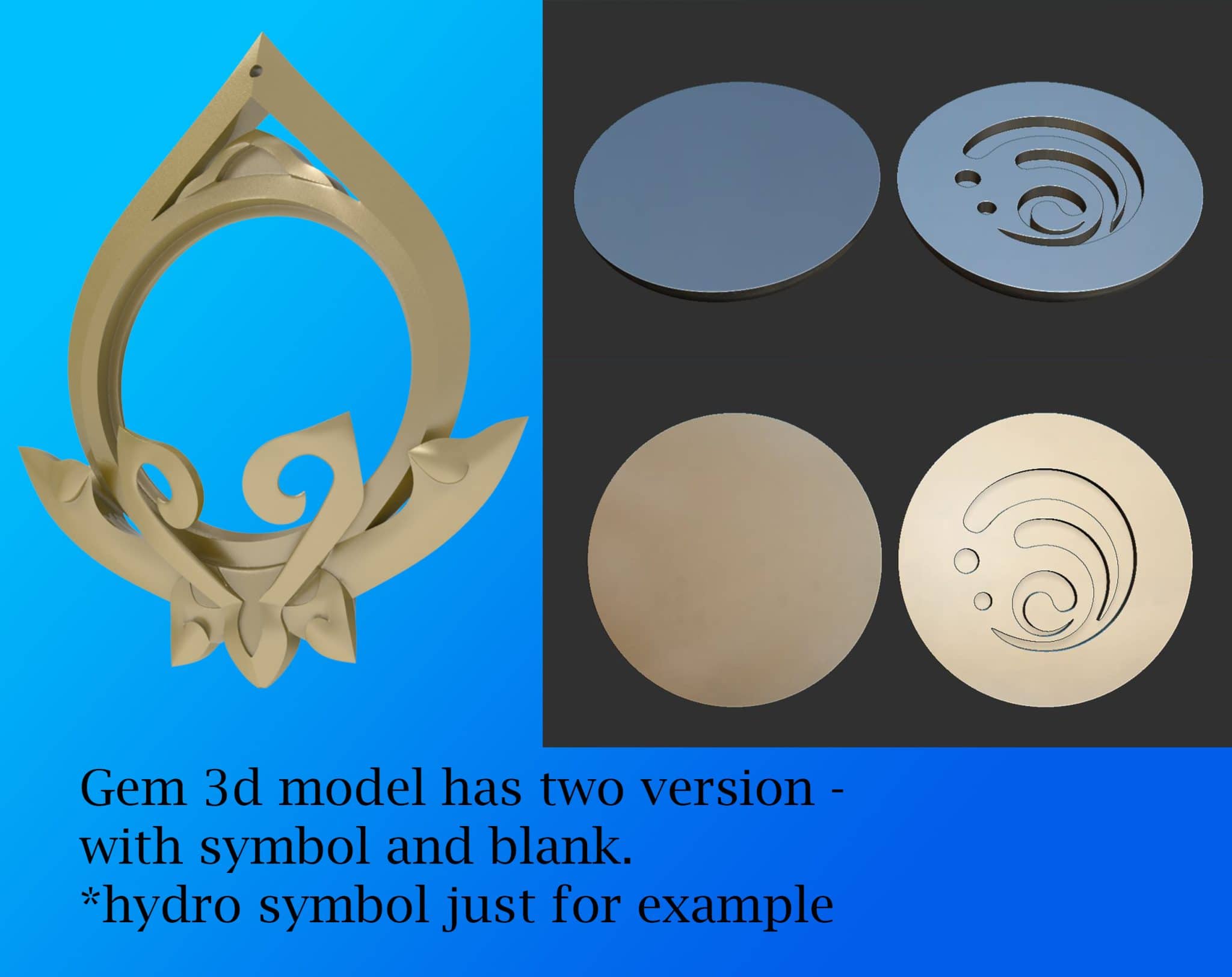 Sumeru Hydro vision for genshin cosplay 3d model - Crealandia