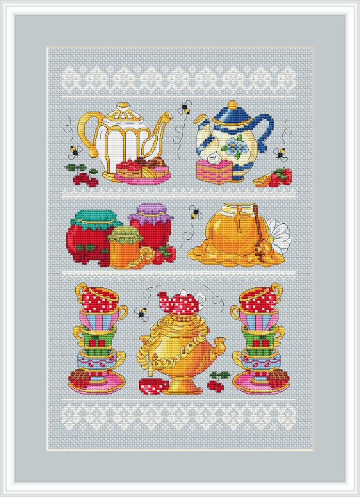 Sampler Tea Time Cross Stitch Pattern