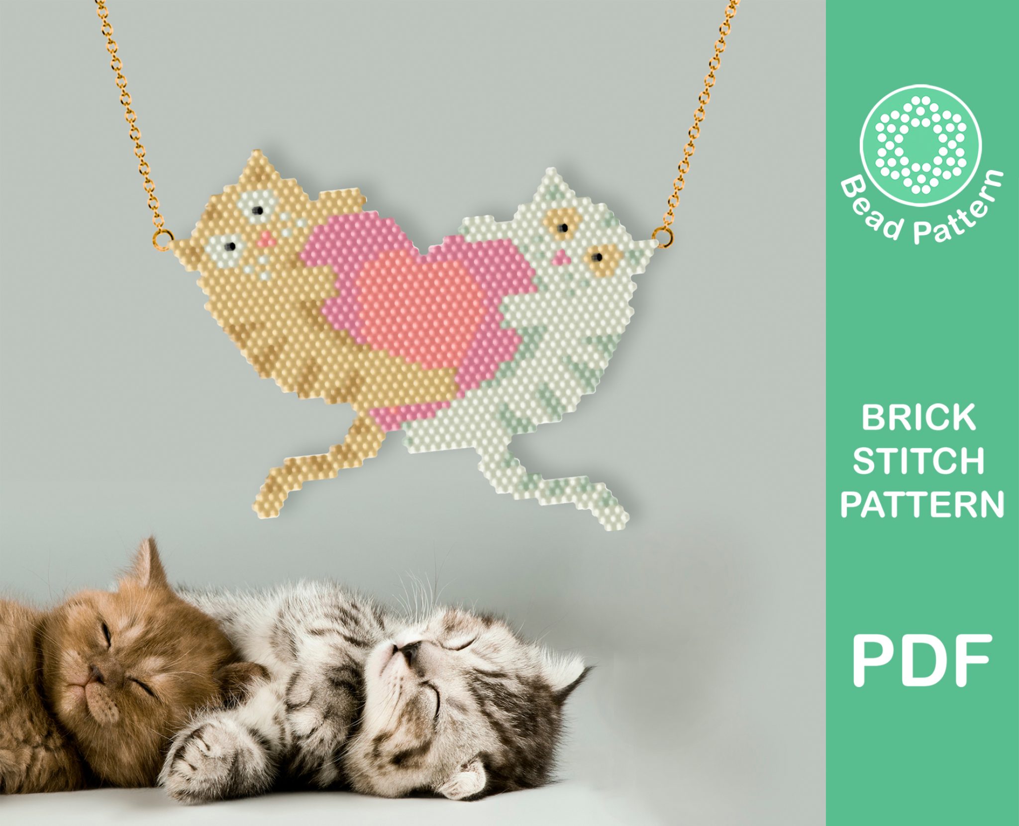 Cat Mom gift Brick stitch pattern Miyuki Delica Seed Beads