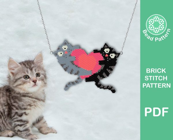 Cat Mom gift Brick stitch pattern Miyuki Delica Seed Beads
