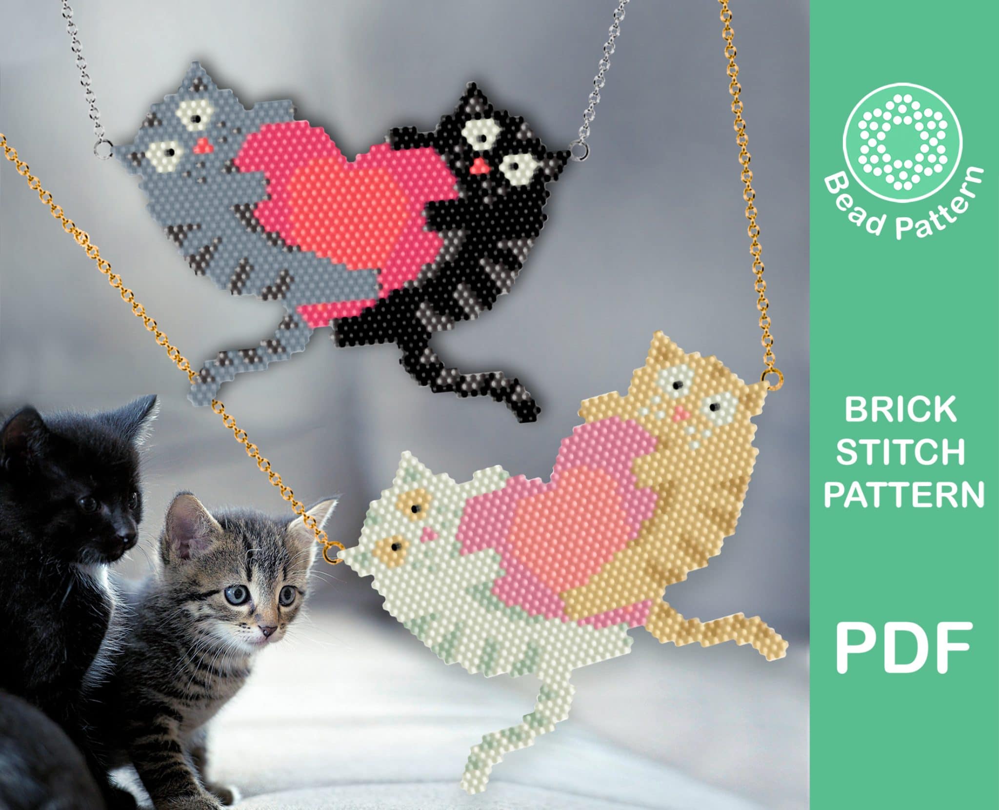 Cat Mom gift Brick stitch pattern Miyuki Delica Seed Beads