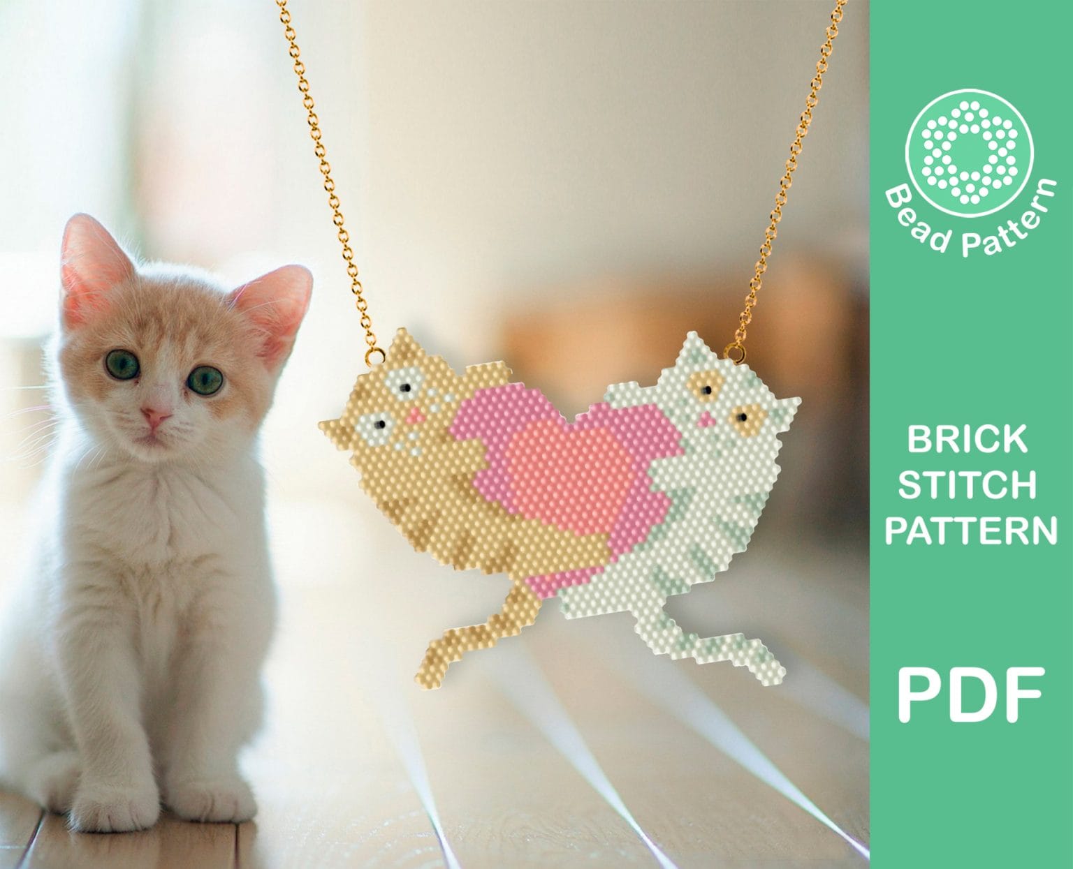 Cat Mom gift Brick stitch pattern Miyuki Delica Seed Beads