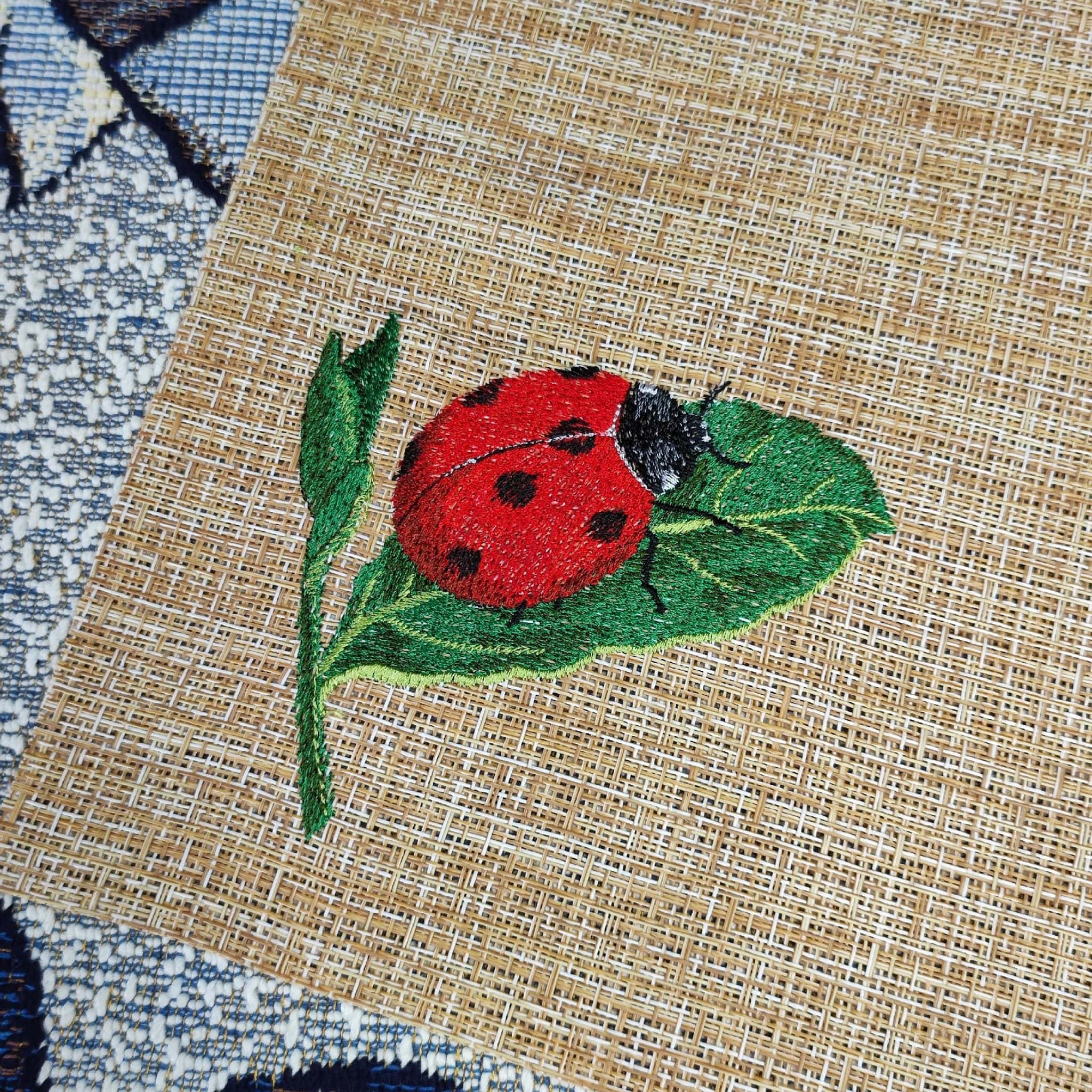 Ladybug-on-a-leaf-machine-embroidery-design - Crealandia