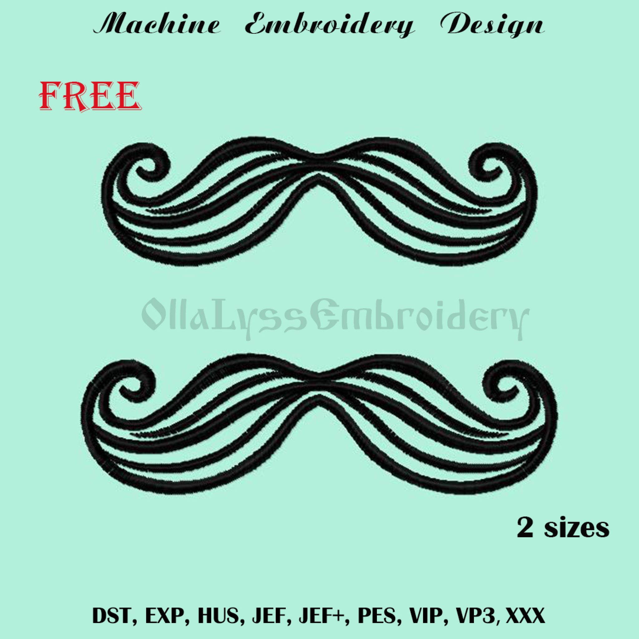 Mustache free embroidery design