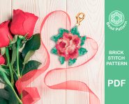Rose brick stitch patterns red flower beading pattern