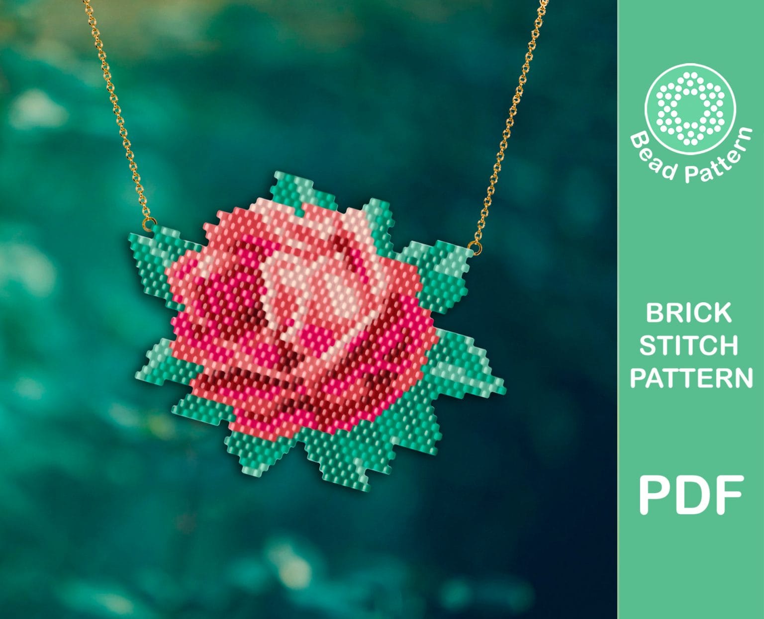 Rose brick stitch patterns red flower beading pattern
