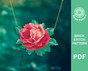Rose brick stitch patterns red flower beading pattern