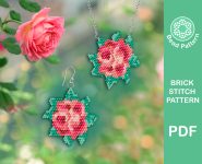 Rose brick stitch patterns red flower beading pattern