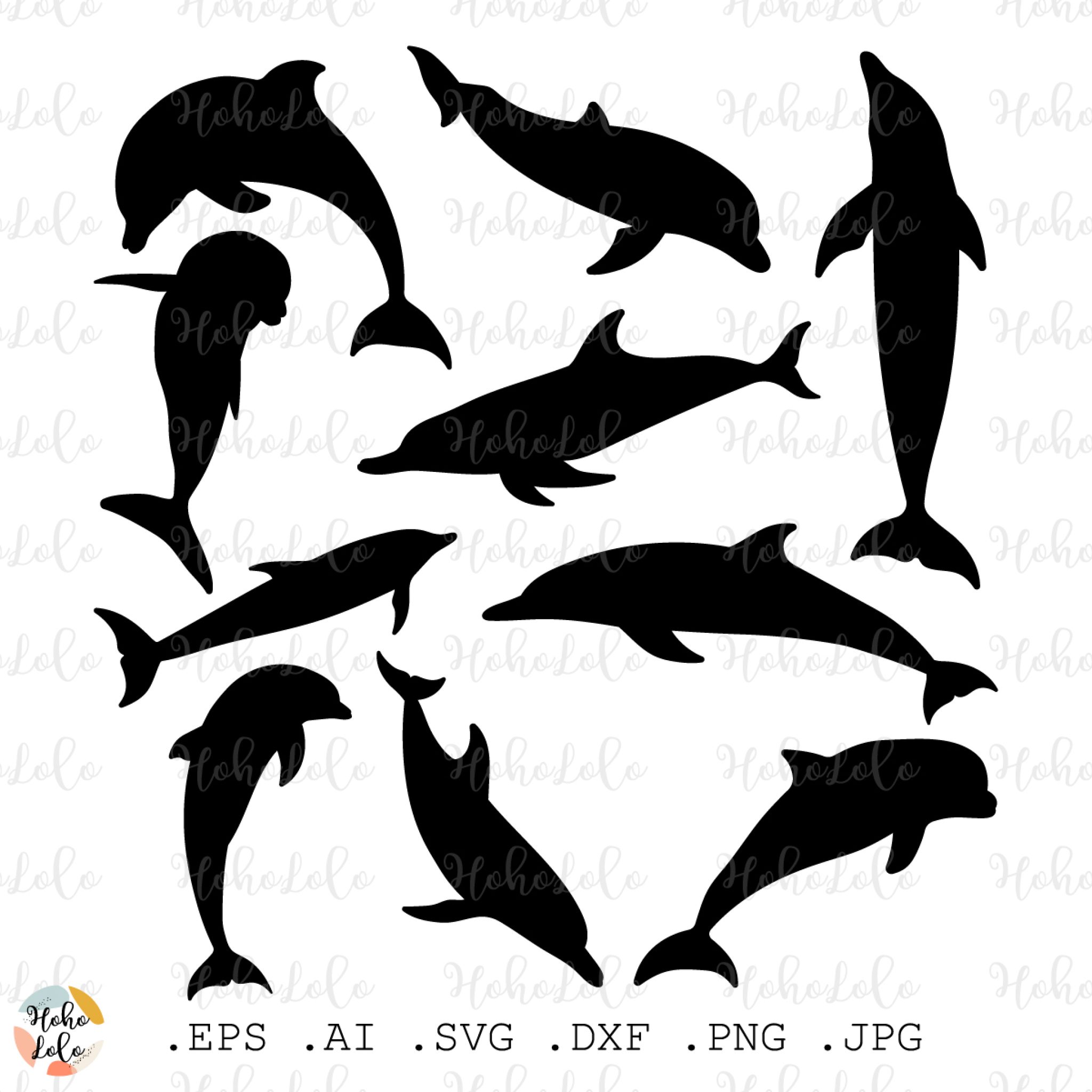 Dolphin Svg Silhouette Cricut Stencil Templates Dxf