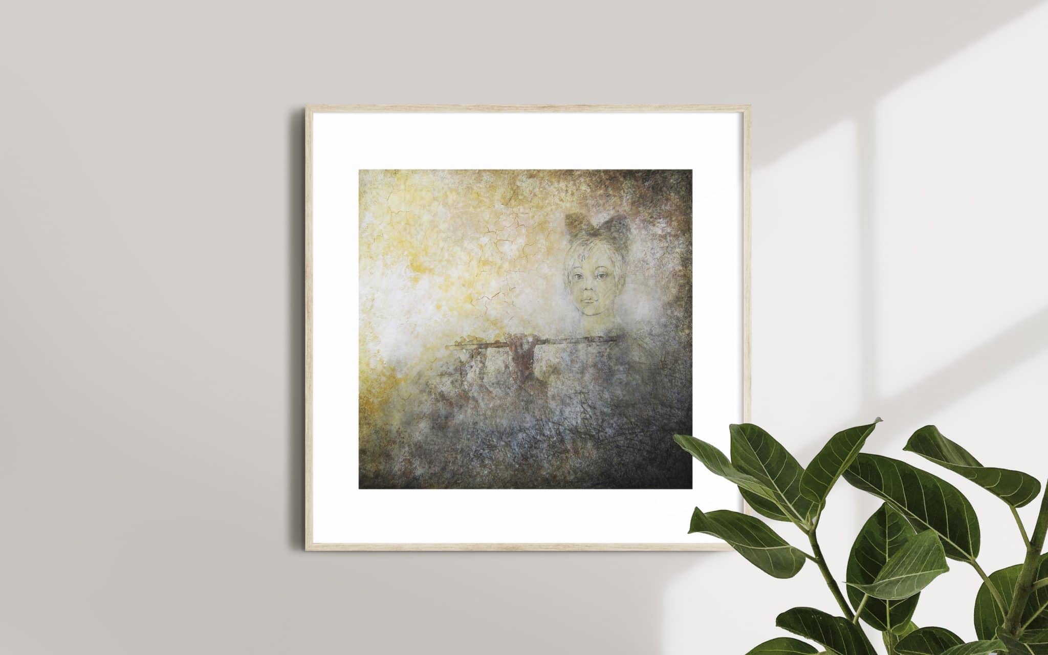 Instrumental music art Flute player digital painting