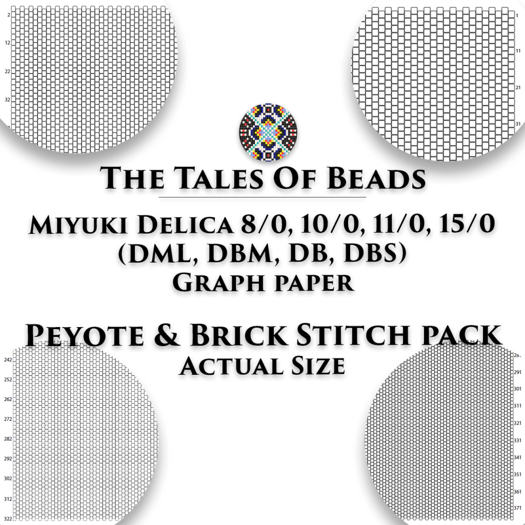 Brick Stitch and Peyote Graph Paper Miyuki Delica - Actual Size Seed ...