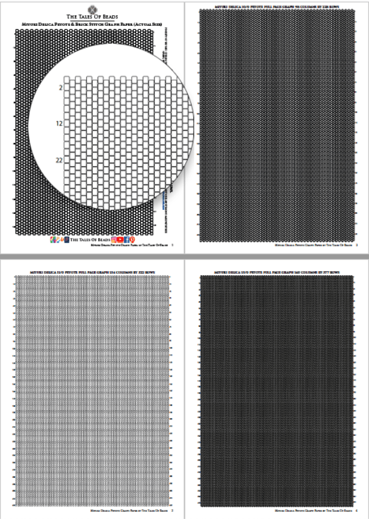 Brick Stitch and Peyote Graph Paper Miyuki Delica - Actual Size Seed ...