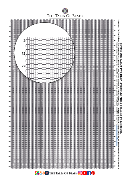 Two Drop Peyote Graph Paper Miyuki Delica 11/0 - Actual Size Seed Bead ...