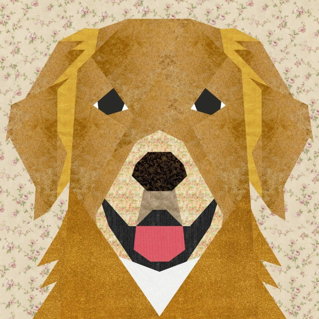 Golden retriever quilt block PDF Pattern Paper Piecing