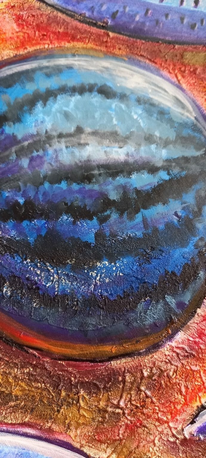 Watermelons painting 20*20" surrealism blue moon art Yalozik