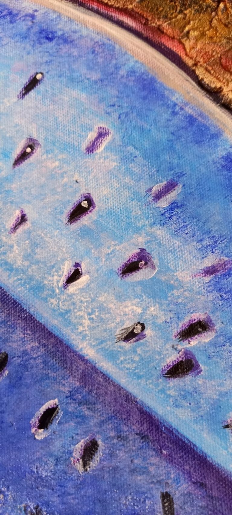 Watermelons painting 20*20" surrealism blue moon art Yalozik