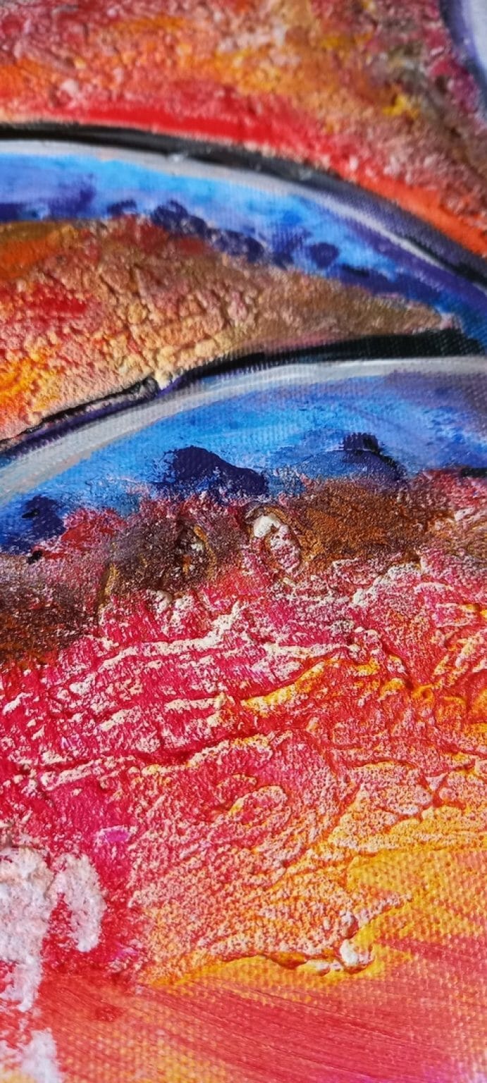 Watermelons painting 20*20" surrealism blue moon art Yalozik