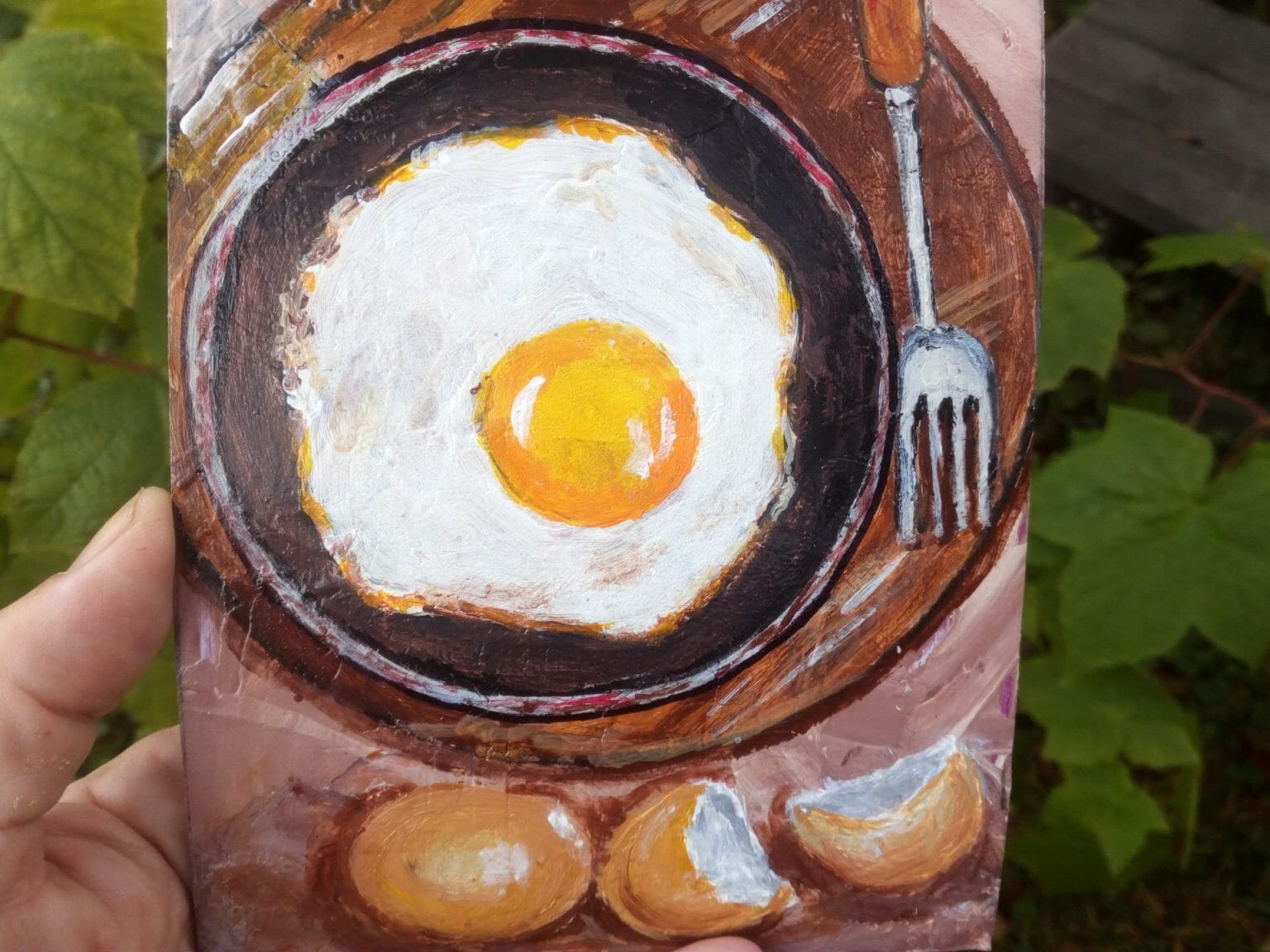 Breakfast Painting Fried Egg in a Skillet - Crealandia