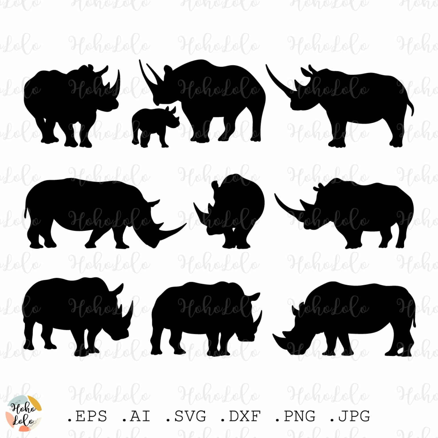 Rhinoceros Svg Free Cricut Silhouette Templates Dxf