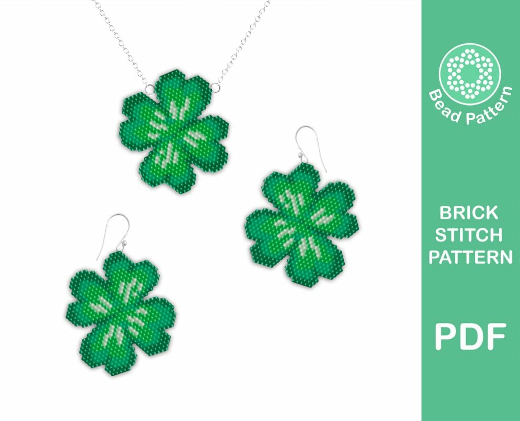 Four leaf clover beading pattern Miyuki Delica PDF