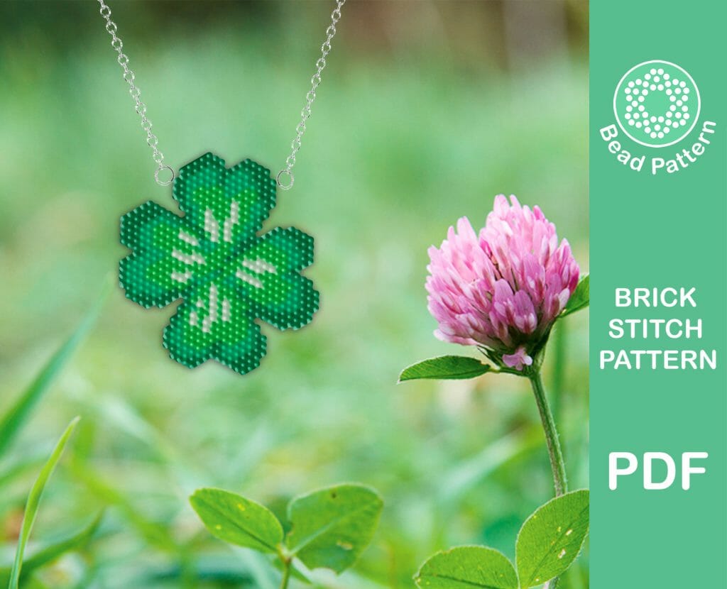 Four leaf clover beading pattern Miyuki Delica PDF