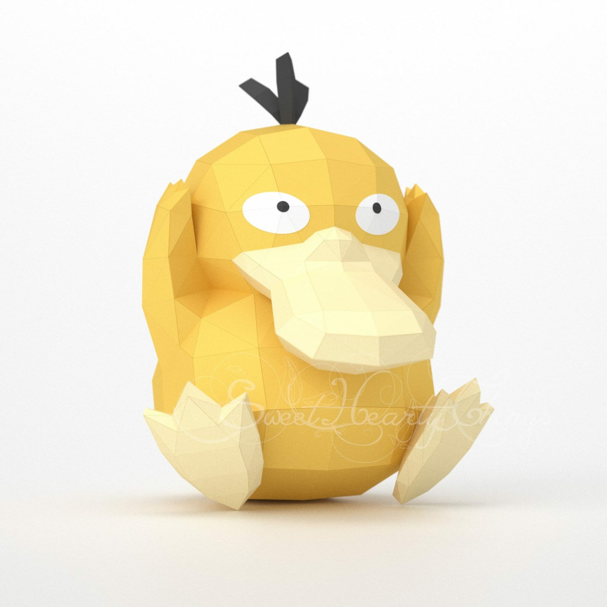 3d Papercraft Pokemon Psyduck Koduck PDF DXF Templates - Crealandia