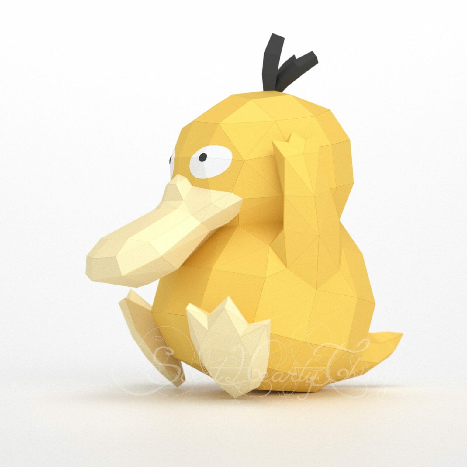 3d Papercraft Pokemon Psyduck Koduck PDF DXF Templates - Crealandia
