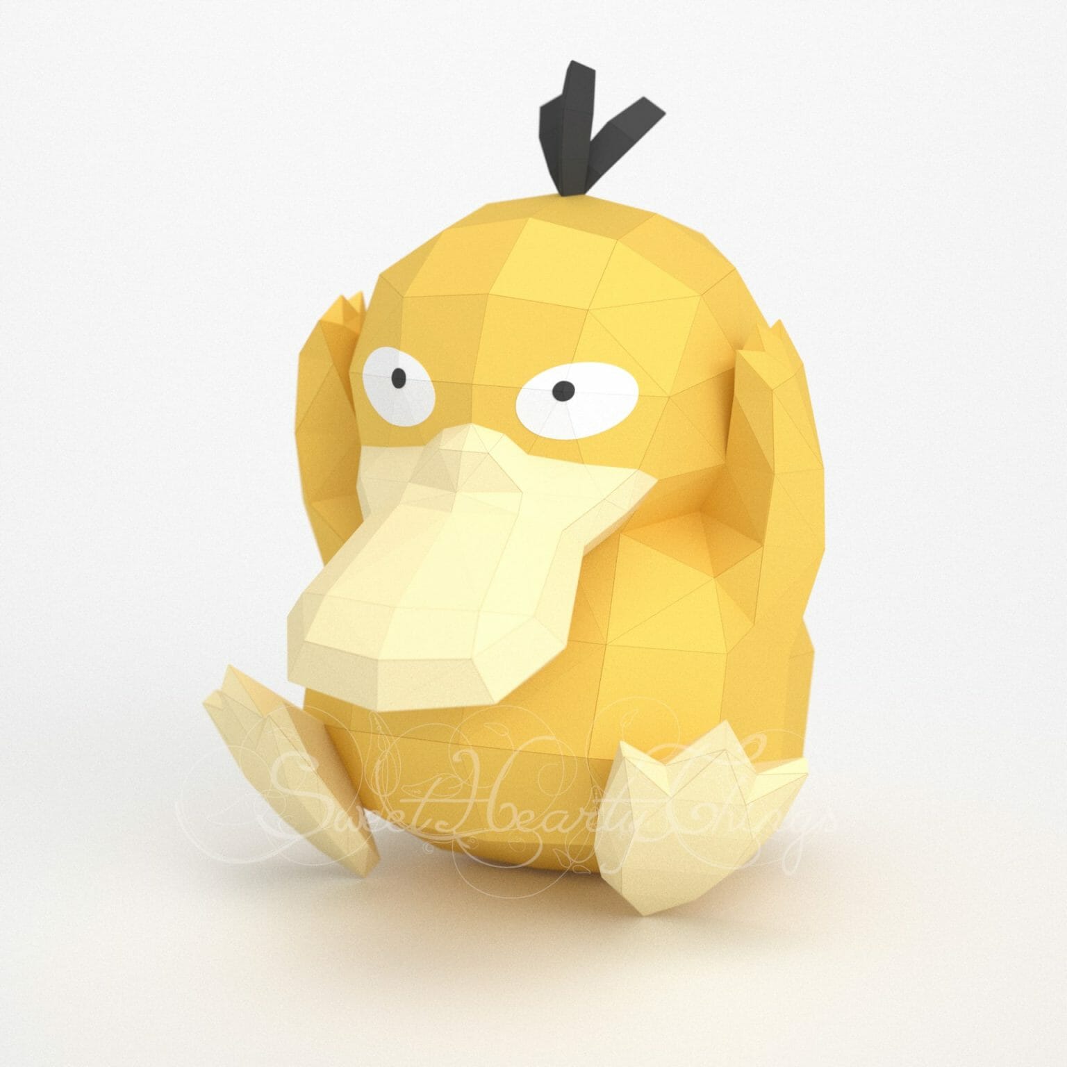 3d Papercraft Pokemon Psyduck Koduck PDF DXF Templates - Crealandia