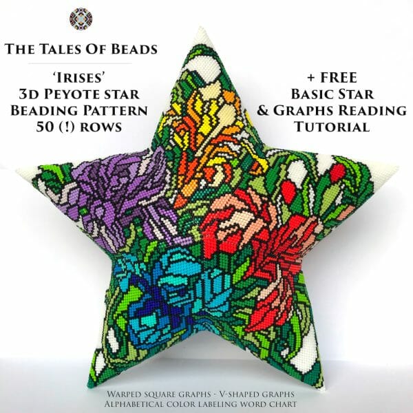 Huge Peyote Star Pattern Irises - 50 Rows Beaded Star Patterns - Crealandia